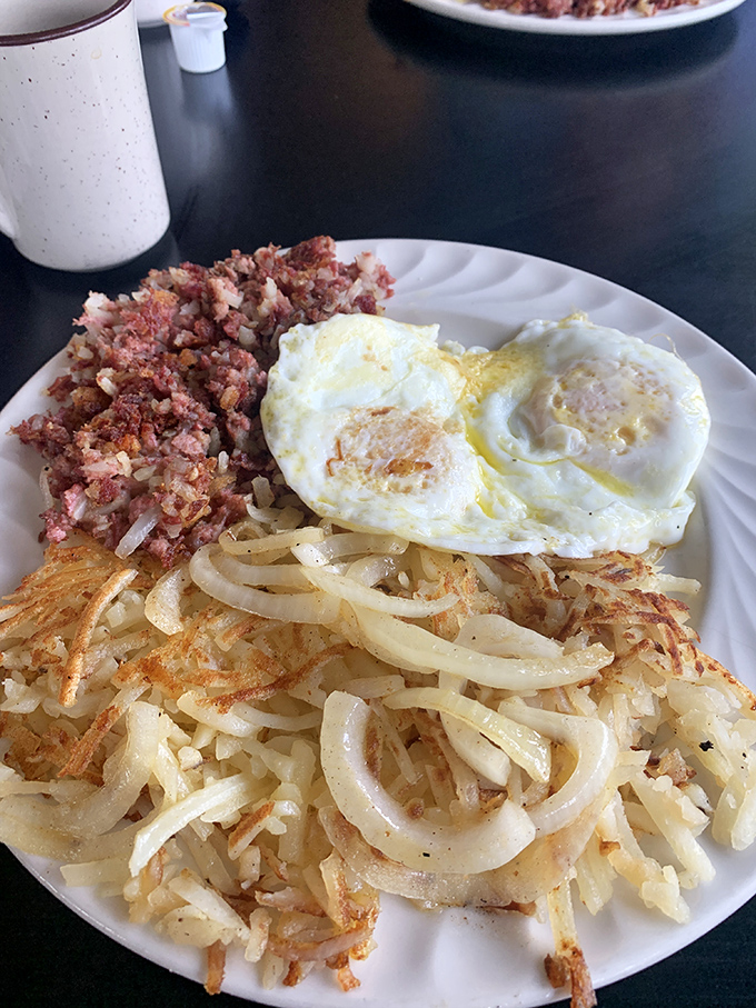 Corned beef hash with eggs and hash browns&mdash;the breakfast equivalent of hitting the jackpot on a slot machine of flavor.