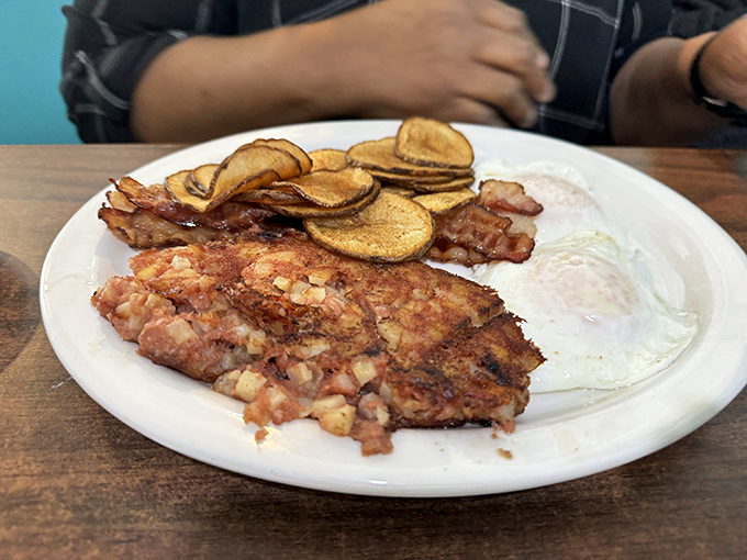 A breakfast plate that says, "Yes, you might need a nap afterward, but some things are worth rearranging your schedule for."
