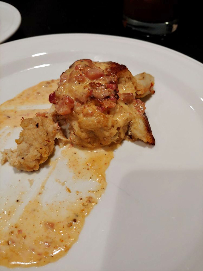 The crab cake&mdash;more crab than cake&mdash;sits in a delicate sauce that would make Maryland natives question their loyalty.