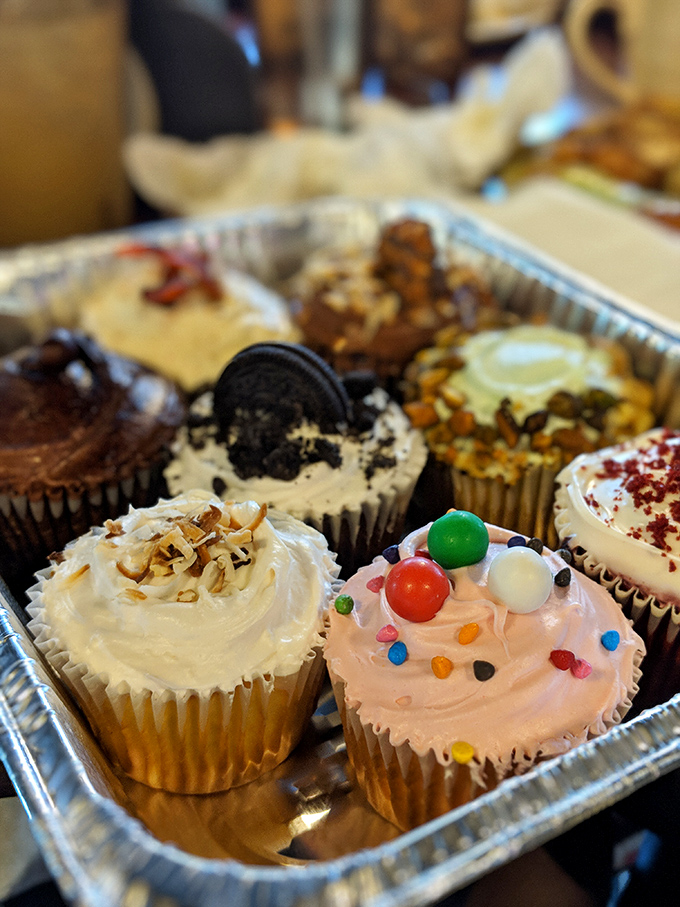 These cupcakes sit pretty like edible works of art, each one a sweet finale to your savory adventure.