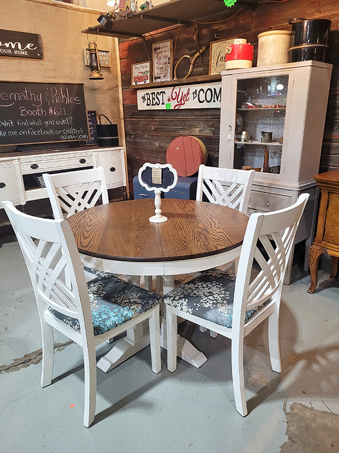 Not just furniture, but a conversation waiting to happen. This farmhouse dining set begs for Sunday family dinners and lively discussions.