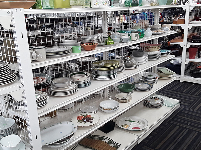 Dish archaeology at its finest: somewhere in these stacks lurks a complete set of your grandmother's china pattern.