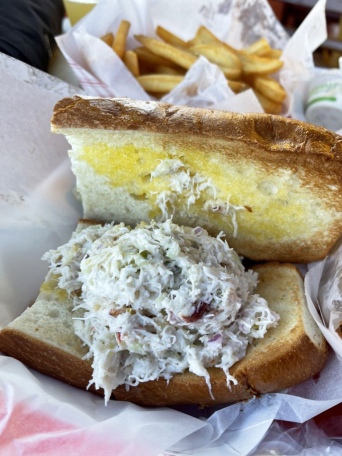 This Dungeness crab sandwich isn't just lunch; it's the reason cameras were invented. Sweet, delicate meat that makes mayonnaise almost unnecessary.