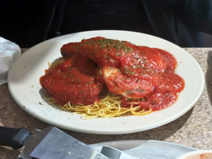 Spaghetti and sauce generous enough to make an Italian grandmother nod in approval. Comfort food that hugs you from the inside out.