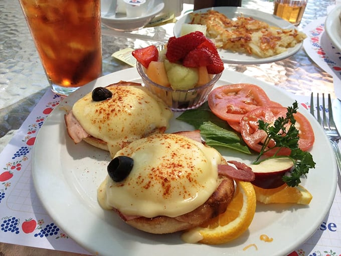 Behold the legendary Eggs Benedict&mdash;where hollandaise sauce cascades like a buttery waterfall over perfectly poached eggs. Worth every mile of the drive.