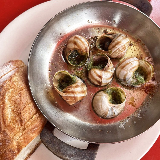 Escargot for the brave, butter and herbs for everyone. These garlicky delights might just convert even the most skeptical Midwesterner.