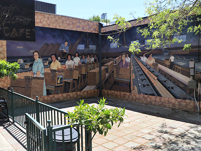 Industrial murals prove that even working landscapes deserve artistic celebration and community recognition.