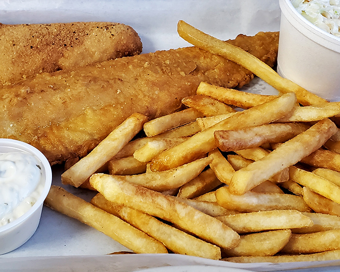 Golden fish fillets and perfectly crisp fries with a side of tartar sauce&mdash;the kind of plate that makes you forget you're in landlocked Ohio. 