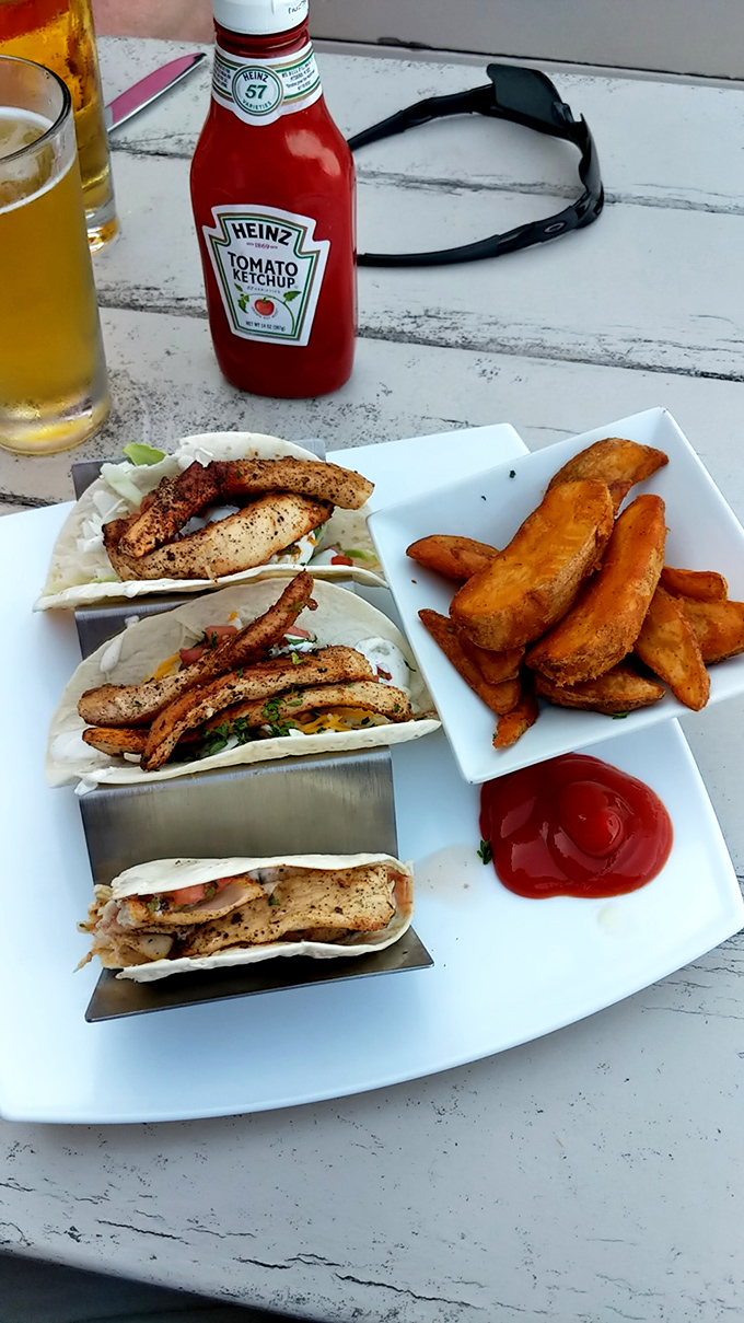 These fish tacos don't need a passport to deliver authentic flavor&mdash;just perfectly seasoned fish, fresh toppings, and a side of golden fries for good measure.