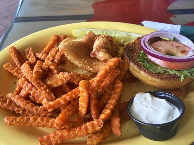 The sandwich that answers the eternal question: "How do I get more seafood in my life?" Crispy fish, fresh toppings, and a side of those addictive fries.