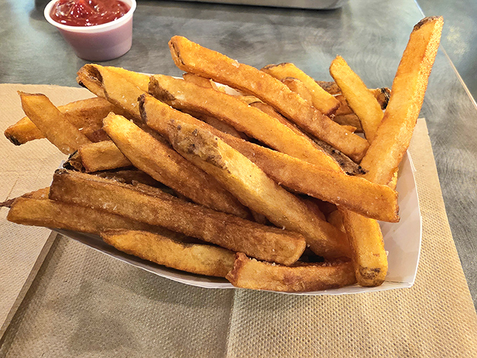 Hand-cut fries that look like they're auditioning for a food magazine. Crispy, golden, and substantial enough to stand up to any dipping situation. 