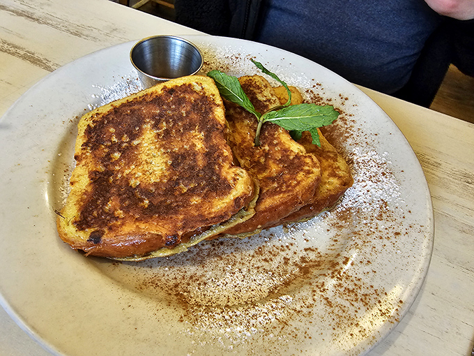 French toast that transforms humble bread into breakfast royalty, thick and custardy beyond your wildest dreams.
