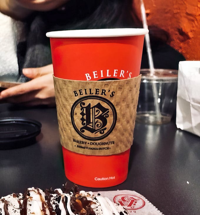 Even Beiler's coffee cups have personality. The perfect companion for your donut adventure through Reading Terminal Market.