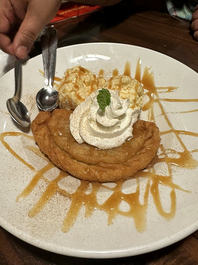 This isn't just dessert, it's edible nostalgia. The fried apple pie with ice cream proves that sometimes the simplest pleasures are the most profound.