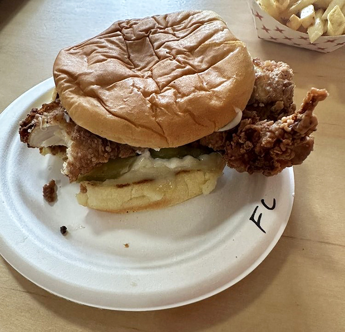The fried chicken sandwich that makes you question your burger loyalty. Crispy coating shatters with each bite, revealing juicy chicken within.