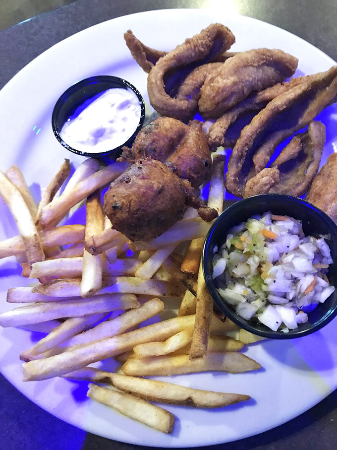The star of the show! Lightly breaded perch fillets with crispy fries and hush puppies &ndash; a Michigan classic that'll have you plotting your return visit.