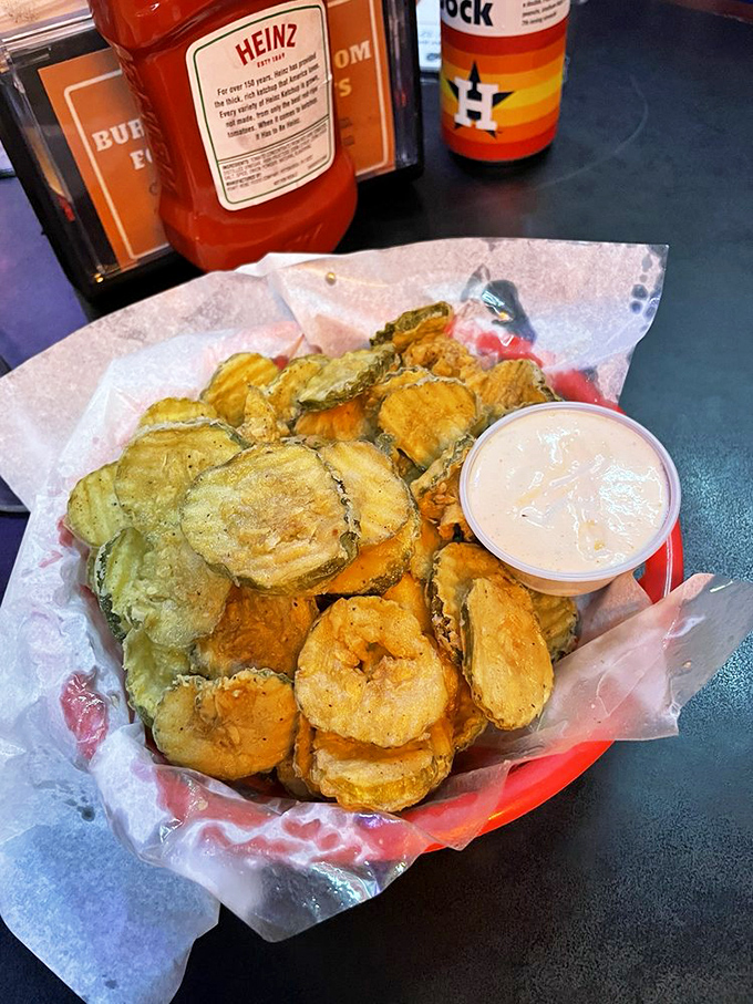 Fried pickles: The perfect marriage of tangy and crunchy that makes you wonder why we don't fry everything. Oh wait, we're in Texas.
