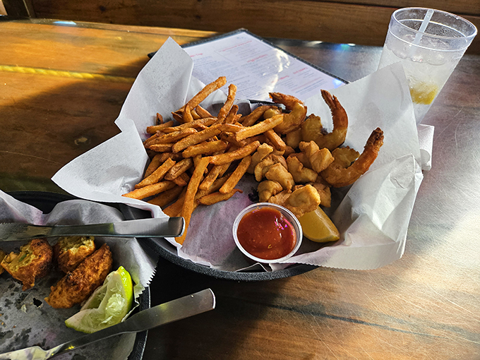 Golden-fried shrimp and crispy fries&mdash;the beach meal that launched a thousand vacations. Simple perfection that needs nothing more than a squeeze of lemon.