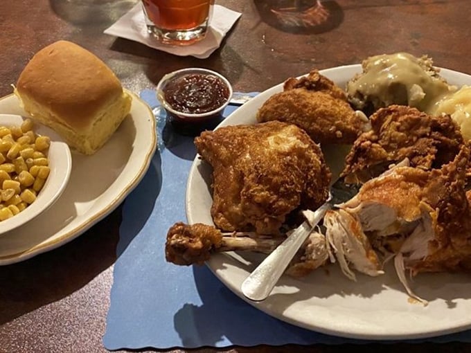 Broasted chicken that cracks like a Northwoods lake in January&mdash;crispy outside, juicy inside, with sides that remind you why comfort food earned its name.