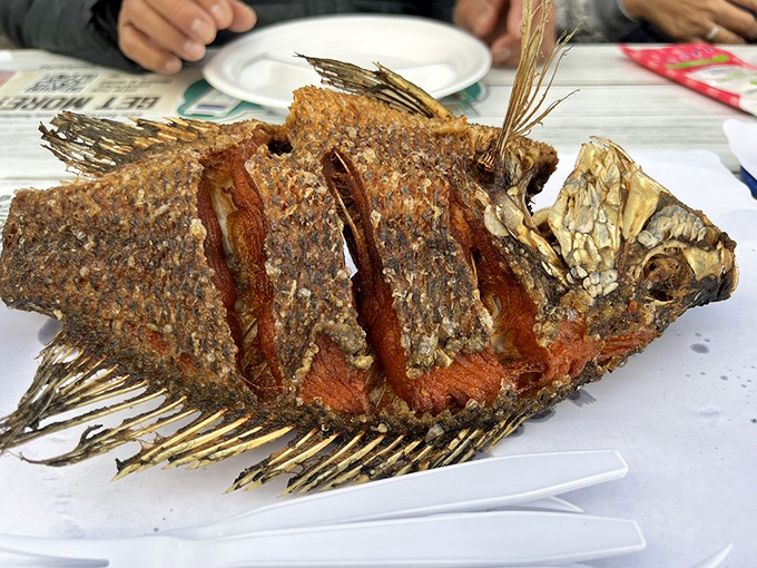 This isn't just fried fish&mdash;it's aquatic architecture. The crispy exterior gives way to flaky white flesh that would make Neptune himself jealous.
