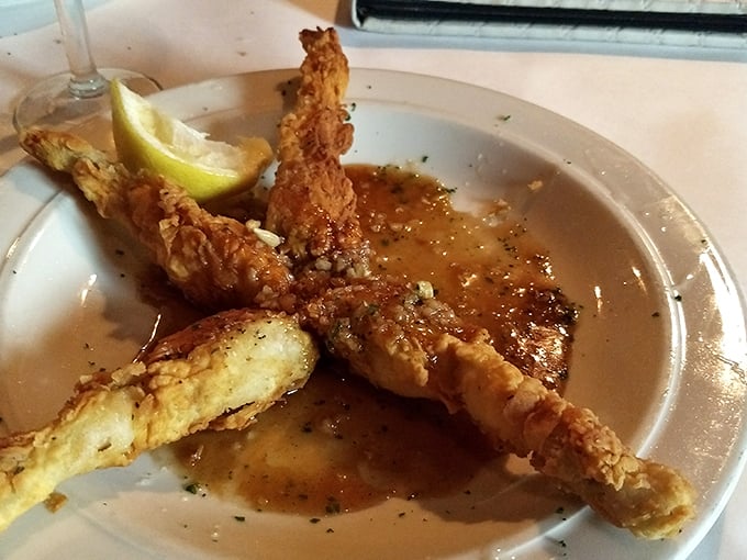 Frog legs that would make a Frenchman weep with joy. Delicately fried and bathed in herb butter, they're the perfect conversation starter for your dinner companions.