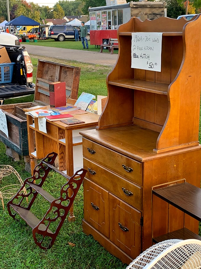 Grandma's hutch gets a second chance! Solid wood furniture with stories to tell waits for new homes and fresh chapters.