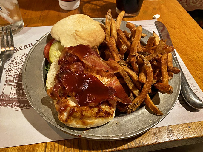 A sandwich that doesn't need fancy tricks to impress&mdash;just quality chicken, bacon, and fries that remind you why simple food done right is culinary poetry.