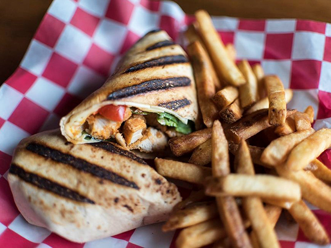 This grilled chicken wrap isn't trying to win beauty contests&mdash;it's too busy delivering flavor that makes you forget you're eating something healthy.