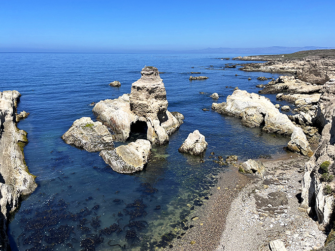Nature's sculpture garden emerges at low tide. These dramatic rock formations look like they were designed by an artist with a flair for the dramatic.