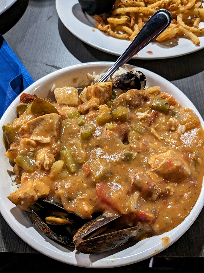 The legendary gumbo that launched a thousand road trips &ndash; thick, rich, and loaded with seafood and chicken that would make New Orleans proud.