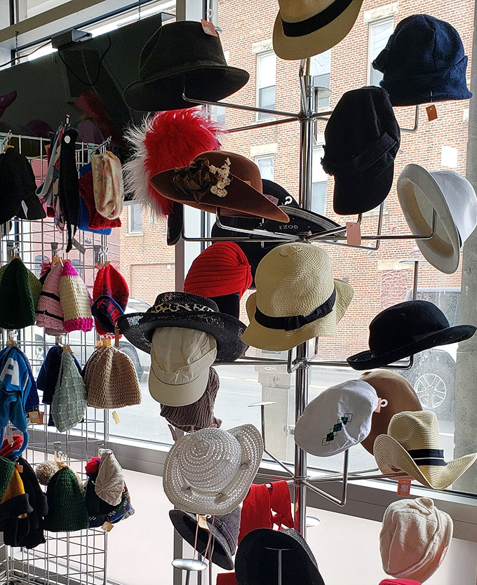 Hat heaven! From fedoras to sun hats, this rotating display offers headwear solutions for bad hair days and fashion statements alike.