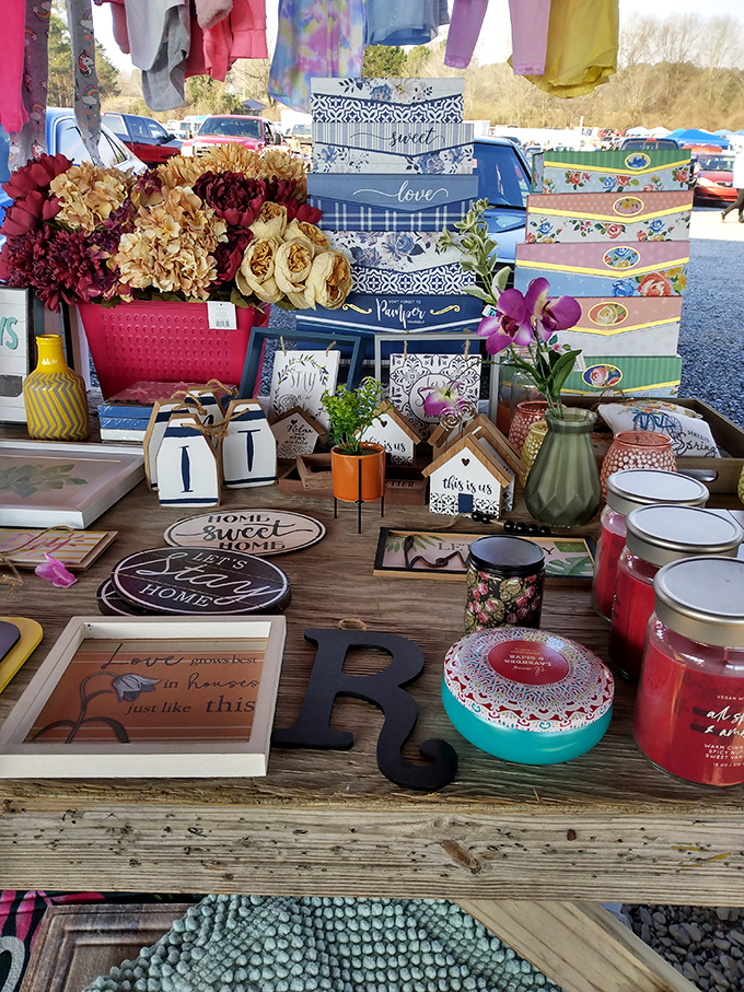 Home decor that speaks volumes: "Love," "Sweet," and "Home" signs await their perfect wall. Artificial flowers add pops of color to this domestic tableau.