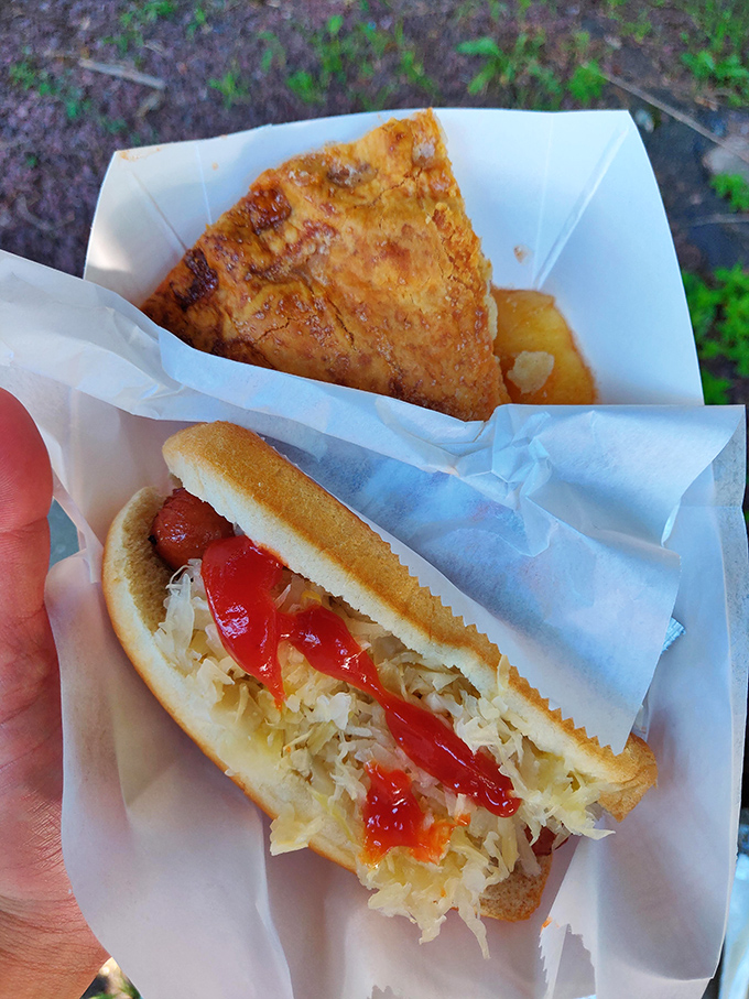 The classic American duo&mdash;a hot dog with all the fixings alongside a slice of pie. Name a more iconic pairing... I'll wait.