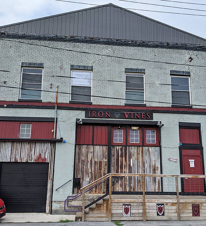 Iron Vines Winery's rustic-industrial fa&ccedil;ade hints at Sunbury's renaissance, where old buildings find new purpose without losing their character.