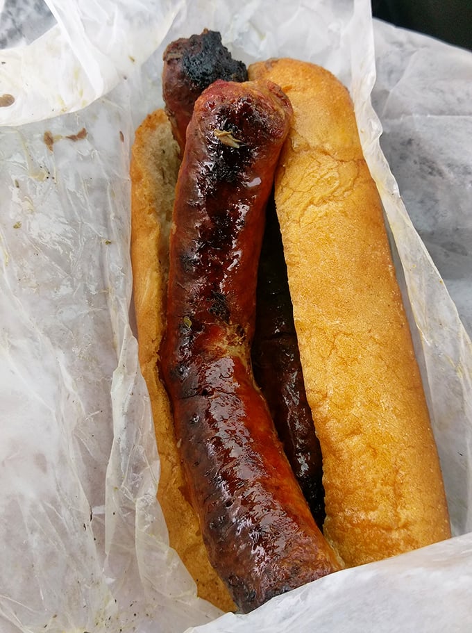 The Italian sausage gleams with a char that tells stories of open flame. This isn't fast food; it's slow food served quickly.