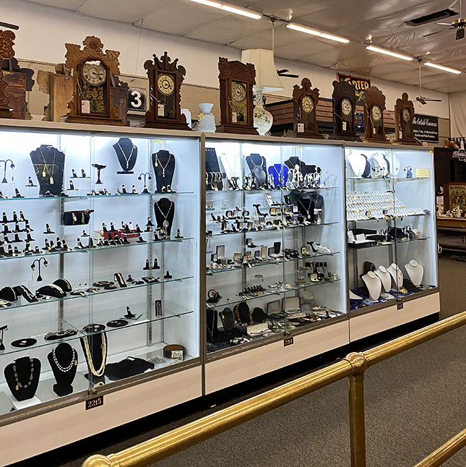 A jewelry case topped with antique clocks&mdash;because what's the point of looking fabulous if you're not also punctual?