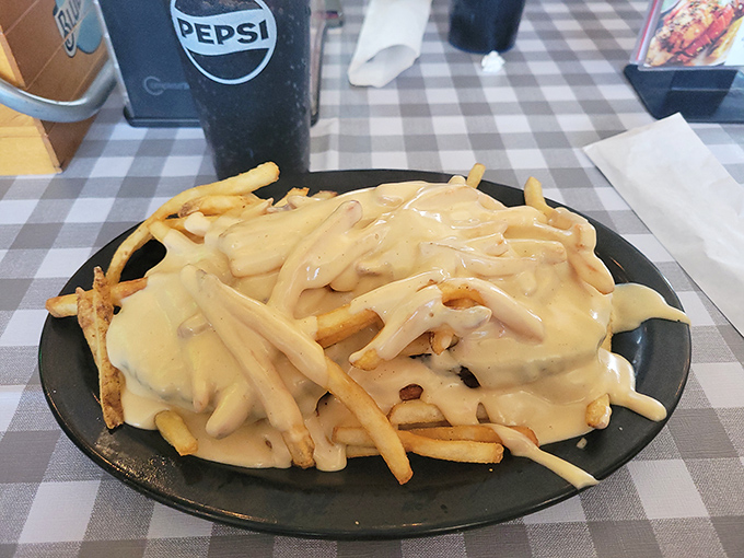This isn't just food; it's an experience! The perfect blend of crispy fries and gooey cheese sauce. A true comfort food champion.