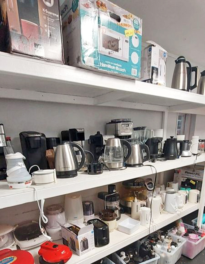 The small appliance section: where coffee makers go for their second act and blenders await their Broadway callback. Kitchen resurrection at its finest!