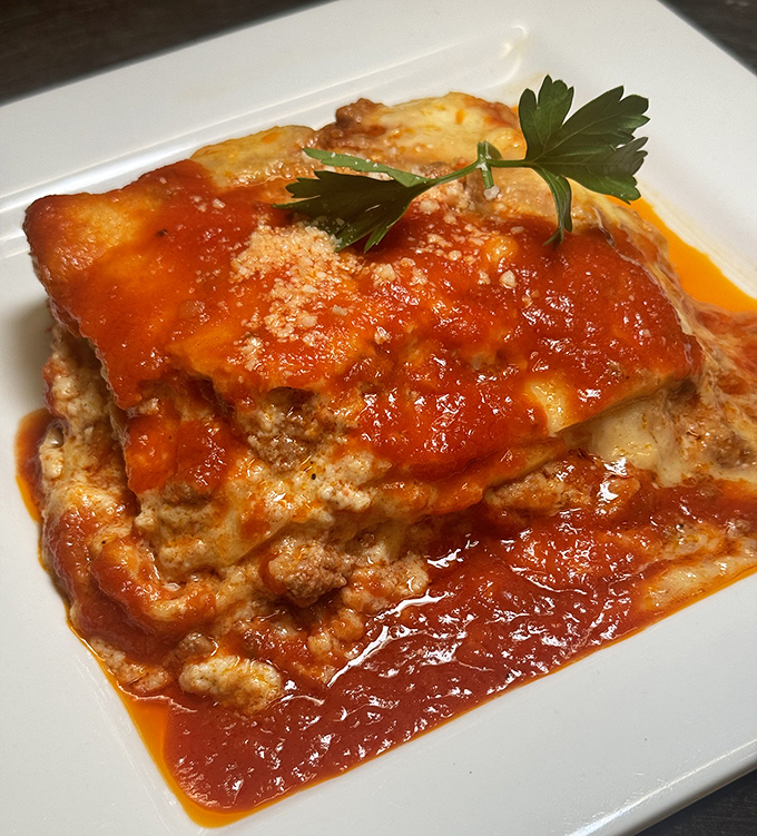 Lasagna that doesn't just sit on the plate—it makes a statement about what comfort food should aspire to be.