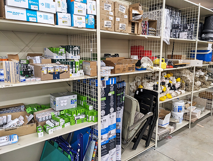 Light bulbs and mysterious ropes proving that even the most mundane items deserve shelf space.