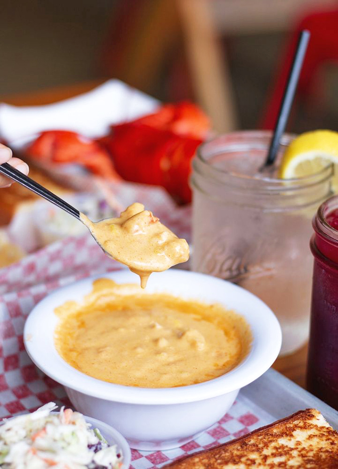 A spoonful of this lobster chowder is like a warm hug from the Atlantic Ocean &ndash; if hugs were buttery, rich, and studded with seafood treasure.