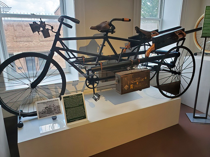 This military tandem tricycle wasn't built for romantic rides. More for delivering messages and supplies while dodging bullets&mdash;date night in wartime.