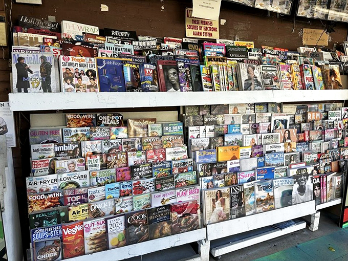 A wall of forgotten magazines offers glimpses into past obsessions – remember when we all needed to know how to use an air fryer?