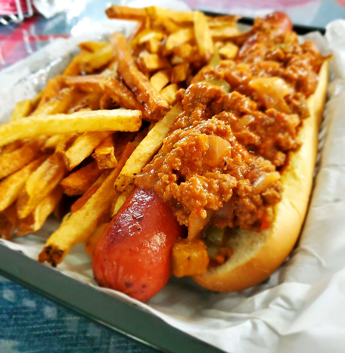 They call it the Mega Dog for a reason. This isn't just a hot dog&mdash;it's what hot dogs dream of becoming when they grow up.