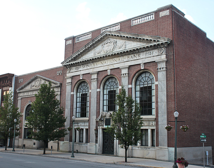 The Miners National Bank building doesn't just house money&mdash;it showcases the prosperity that coal brought to Pottsville, carved in stone and crowned with classical elegance.