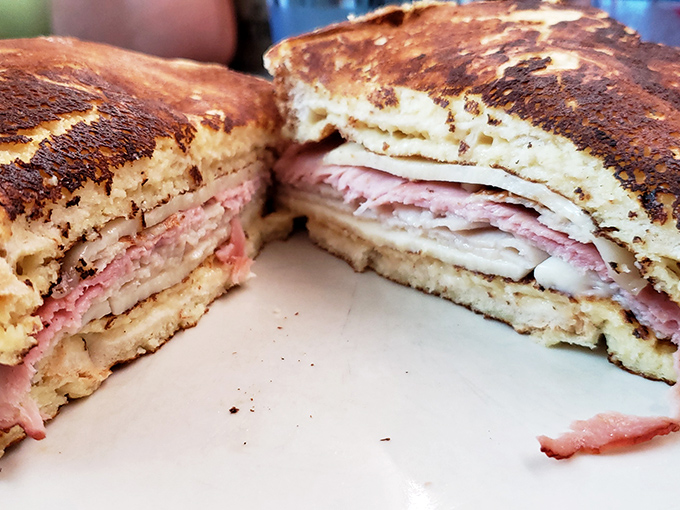The Monte Cristo: where ham, turkey and cheese find themselves between French toast in what can only be described as a breakfast-lunch love affair.