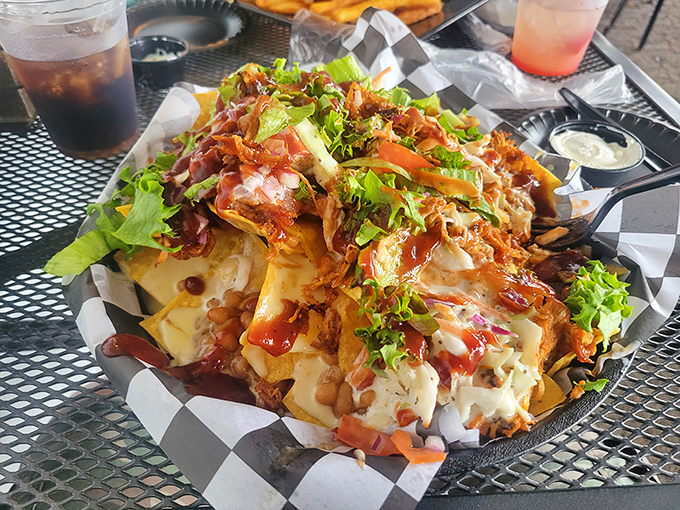 These loaded nachos aren't messing around&mdash;a mountain of toppings that requires strategic eating and possibly a plan of attack before diving in.