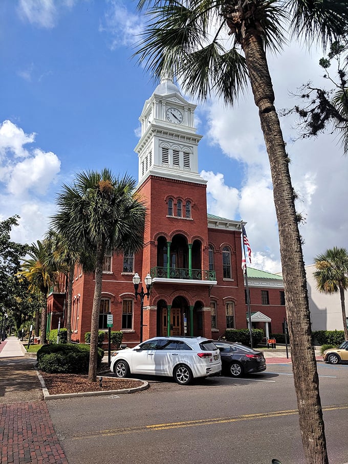 Nassau County's Historic Courthouse combines red brick grandeur with a clock tower that's been keeping locals punctual (or at least aware of their tardiness) for generations.