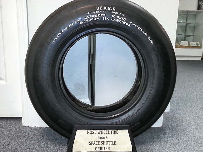 The ultimate spare tire that never goes flat. This Space Shuttle nose wheel carried astronauts safely back to Earth&mdash;talk about pressure-filled performance!