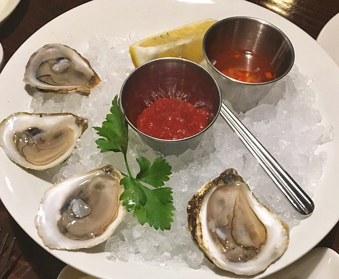 Oysters so fresh they practically introduce themselves, served with just enough accompaniments to enhance without overwhelming their briny perfection.
